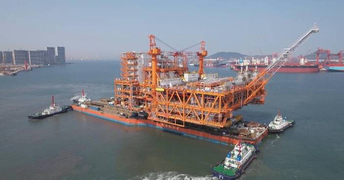 New central processing platform for offshore oilfield in Bohai Sea ...