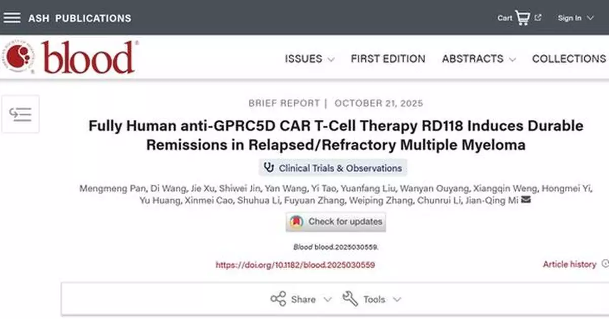 Blood Publishes Promising Results of IASO Bio's Anti-GPRC5D CAR-T RD118 ...