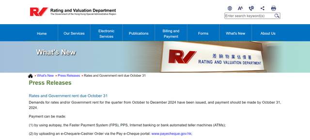 Payment Due by October 31, 2024: Rates and Government Rent Demands Issued
