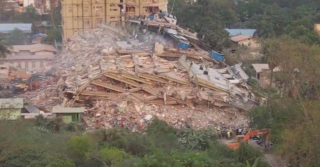 Aerial footage shows scale of damage around collapsed Sky Villa ...