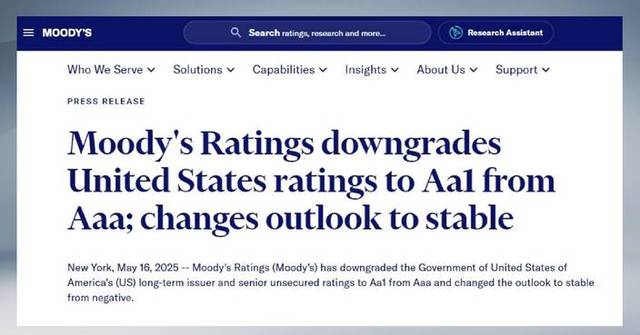 Moody's Ratings cuts U.S. credit rating citing budgetary burden