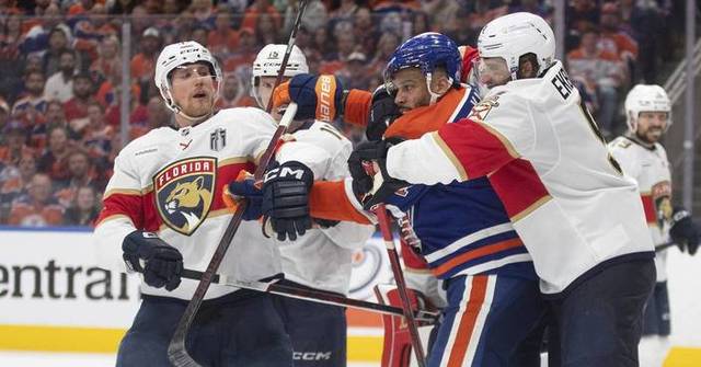 Marchand scores in 2nd OT, Panthers beat Oilers 5-4 in Game 2 to even ...