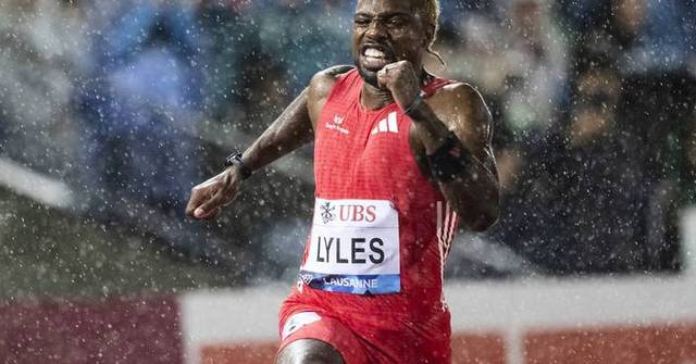 Noah Lyles loses to Oblique Seville in the 100 at rain-soaked Lausanne meet