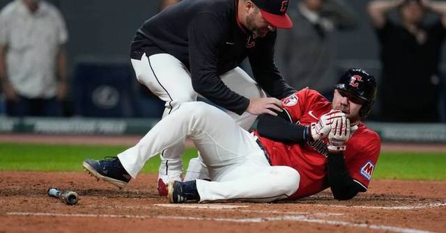 Guardians' David Fry hospitalized after being hit in face by pitch ...