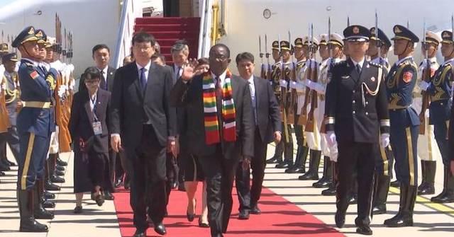 Zimbabwean president Emmerson Mnangagwa arrives in Beijing to attend V ...