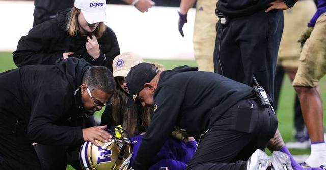 Washington WR Raiden Vines-Bright leaves game in ambulance after taking ...